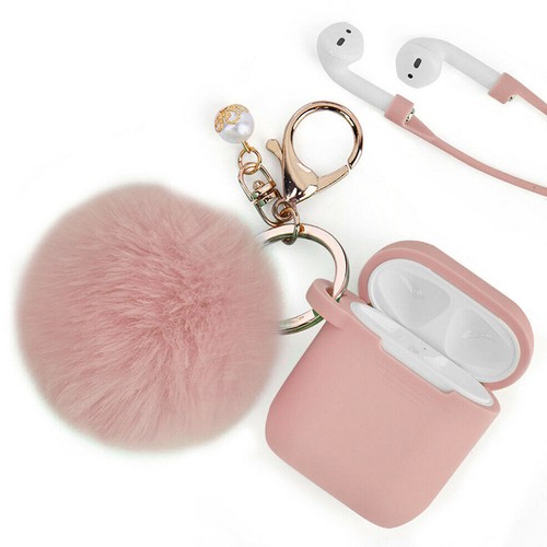 For Apple Charging Case 2&1 Earphone Airpod Cover with Keyring Pompom ...