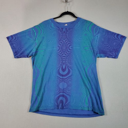 Vintage Trippy Fractal Kaleidoscope Tie Dye T Shirt L Tag Out See ...