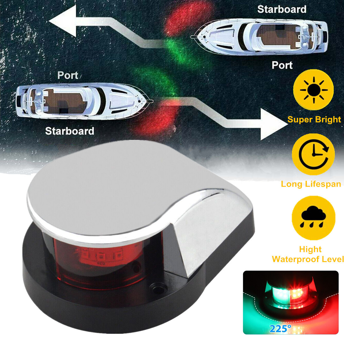 Boat Navigation Lights Red and Green LED Marine Navigation Light Boat Bow Light | eBay