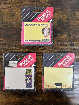 Lot of 3 Vintage 1980s & 1990s Sassy Humorous Post-It Note Pads | Gag ...