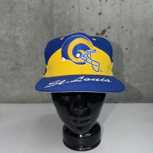 Vintage St Louis Rams Hat Cap Snap Back Mens NFL Drew Pearson Blue ...
