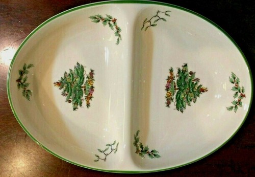 Spode "Christmas Tree" OVAL DIVIDED SERVING DISH ~ Mint | eBay