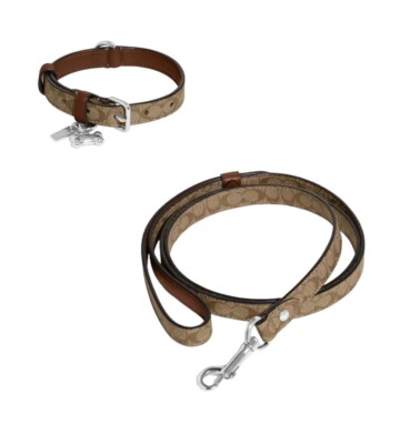 NWT COACH PET LEASH AND COLLAR SET SIGNATURE SIZE SMALL 9.5" - 11.5 ...