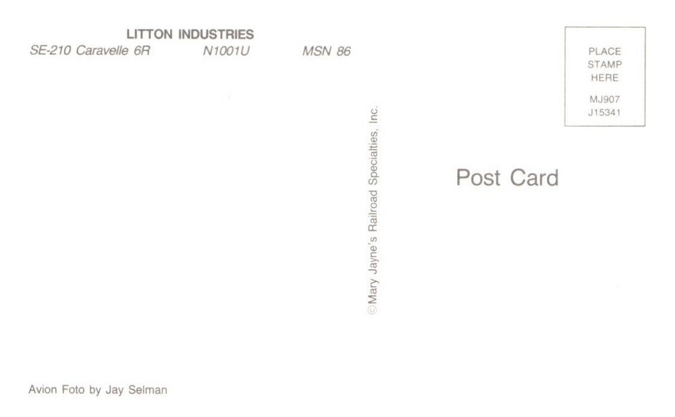 Litton Industries SE 210 Caravelle Airplane Postcard | eBay