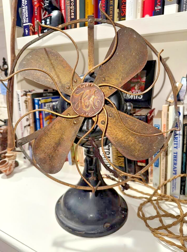 Rare Antique 1901 Hunter Fan &Motor Co. Brass Fan w/Cast Iron Base ...