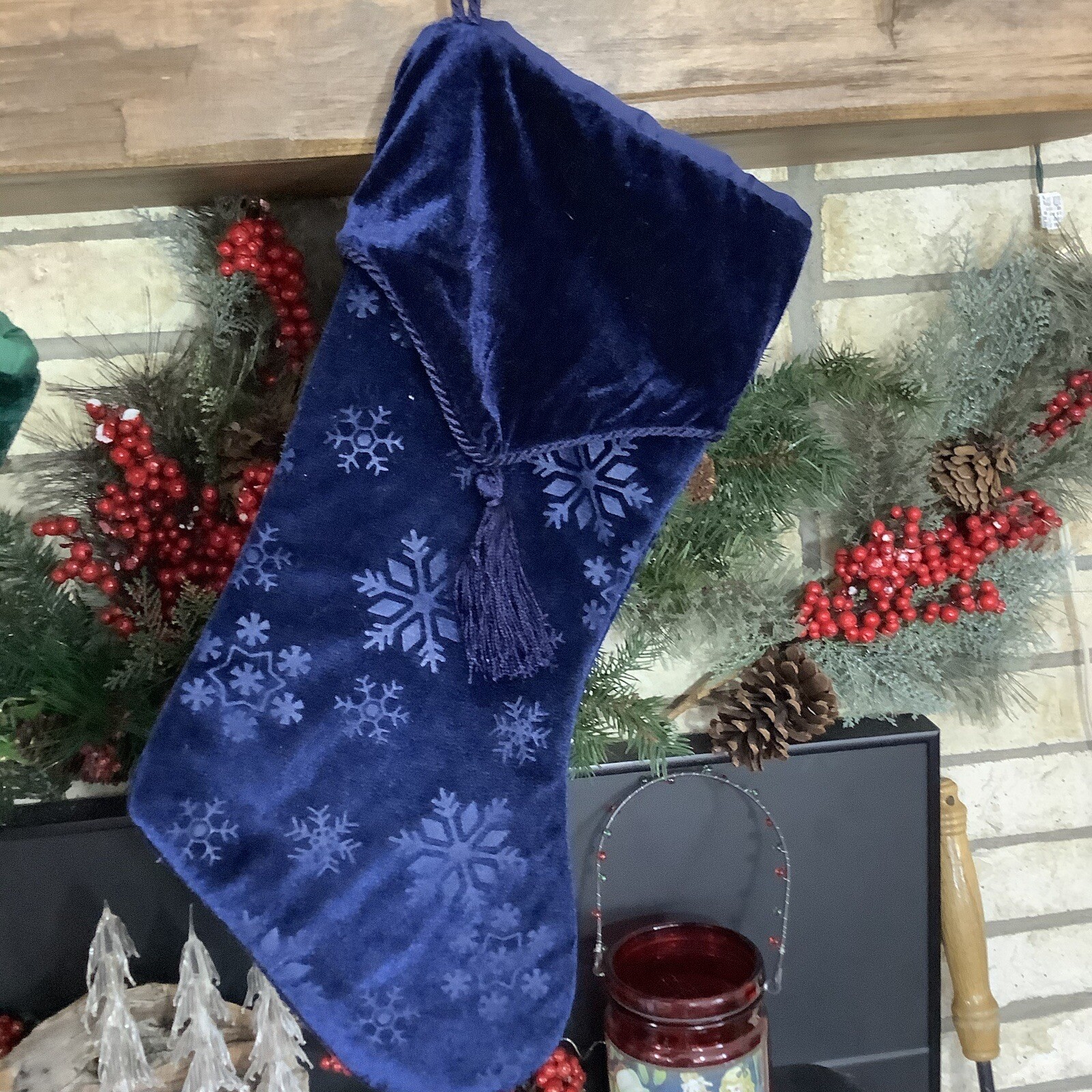 1 2009 PRIMA CREATIONS Embossed Snowflake, Navy Blue Velvet Christmas ...