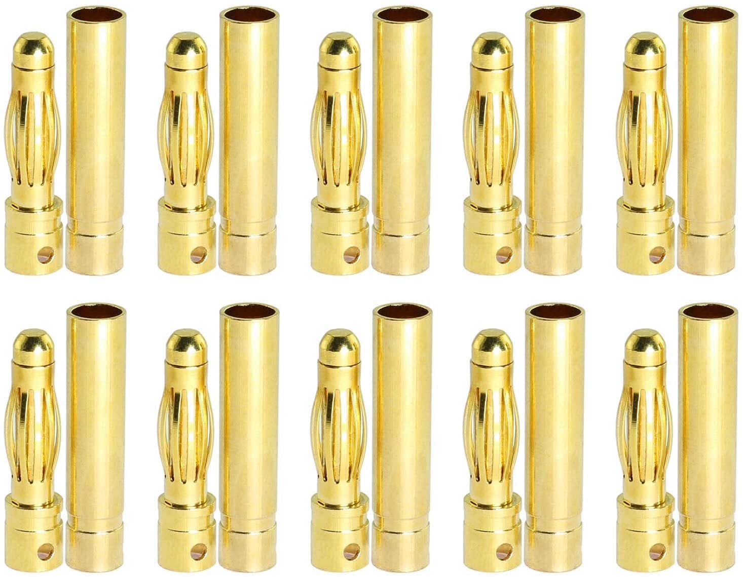 10 Pairs of Banana Connectors 2mm Batteries Model RC Lipo, Gold Color ...