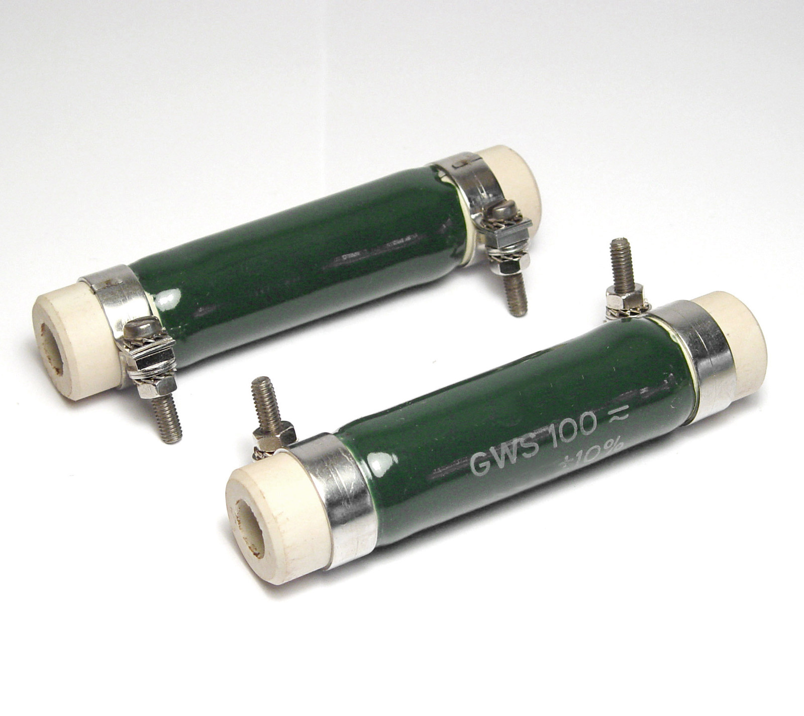 2x Drahtwiderstand / Hochleistungs-Widerstand Typ GWS 100, glasiert ...