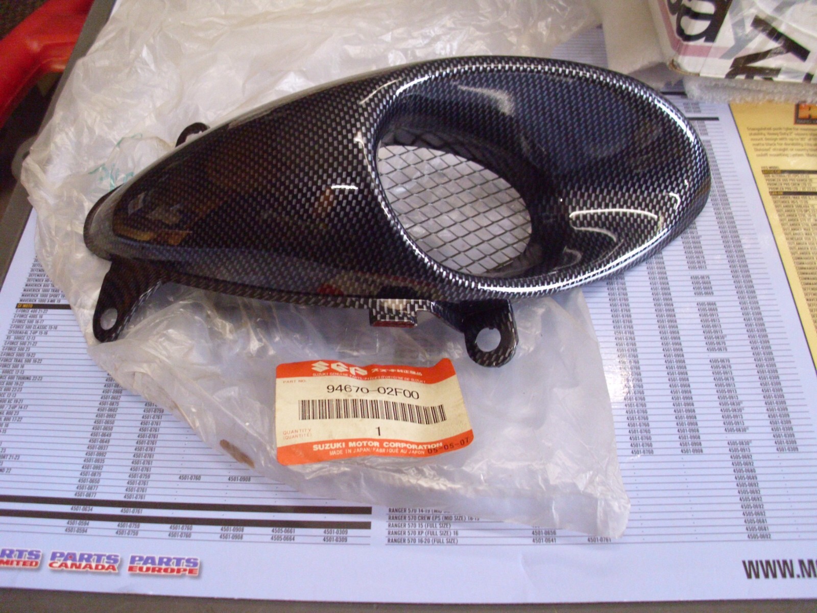 NOS OEM SUZUKI, COVER,INTAKE,R, 94670-02F00, 1997 TL1000S, OBSOLETE ...