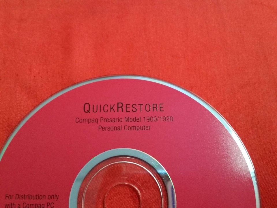 Genuine Compaq Presario Model 1900 1920 Quick Restore Disk | eBay