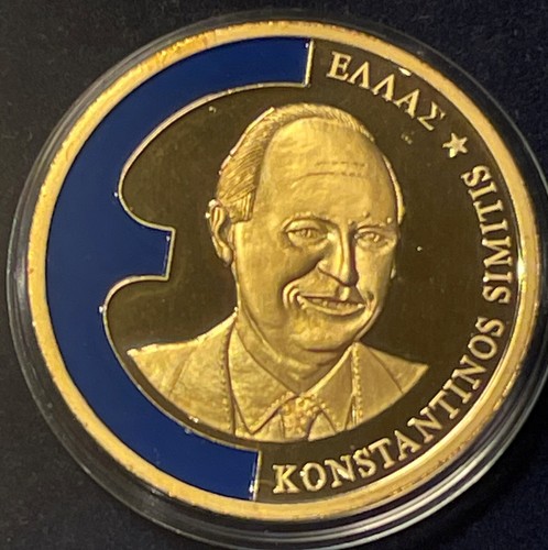 Europa 1998 Greece Konstantinos Simitis Gold Plated Cu Proof Enamel ...