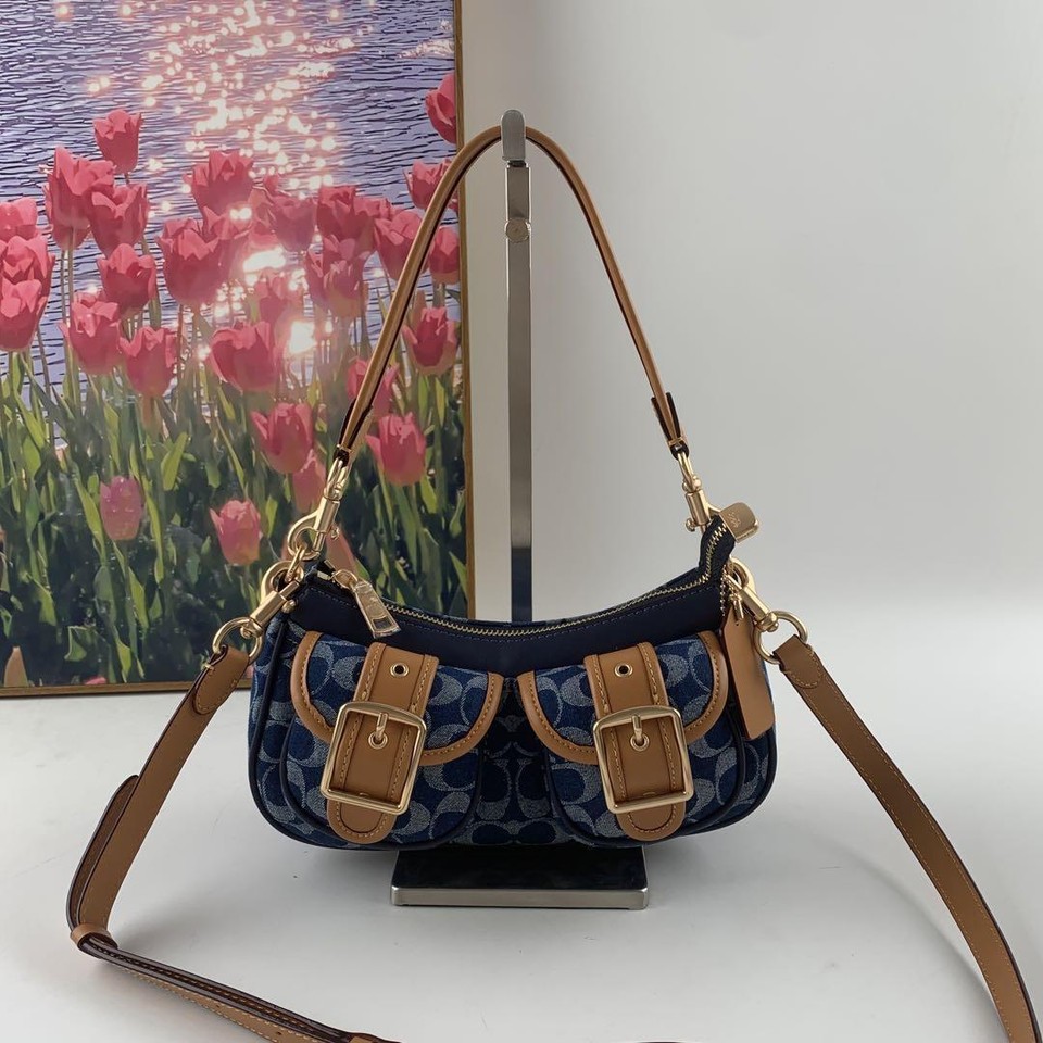 COACH Ashton Baguette Bag In Signature Canvas Denim CY700 | eBay