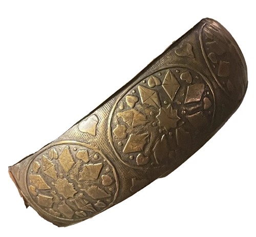 Vintage Hinged Bangle Bracelet Raised Flower Floral Design Rustic | eBay