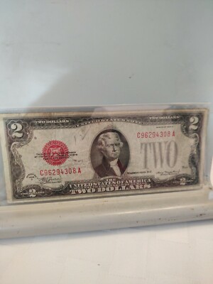 Rare 1928 D RED SEAL TWO DOLLAR BILL WITH SERIAL NUMBER STARTING WITH C ...