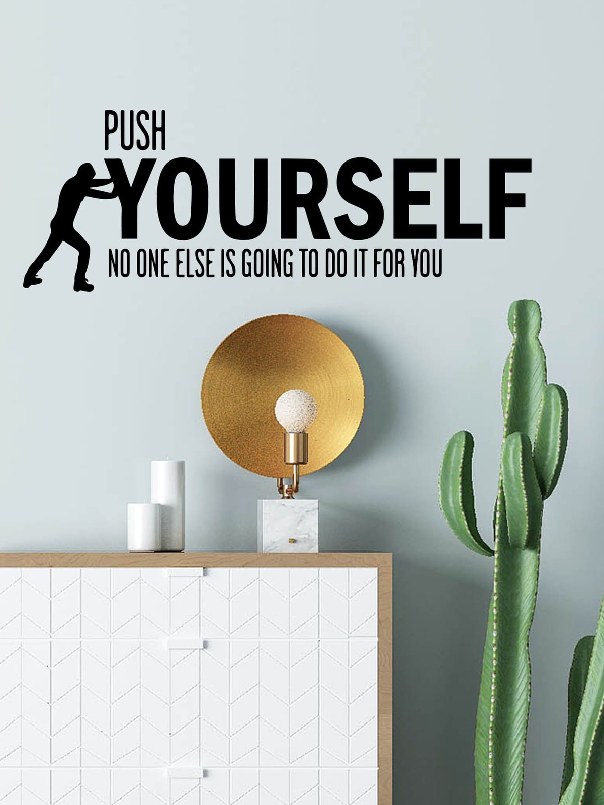 Push Yourself Slogan Wall Sticker Black Self Adhesive Wall Art Decal ...