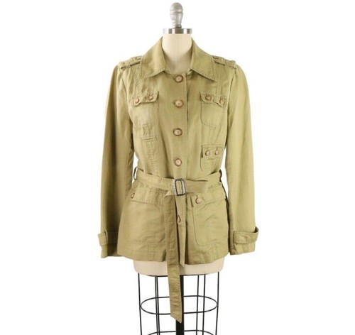Sundance Linen Utility Cargo Belted Button Down Jacket Woman size ...