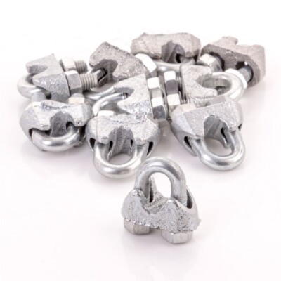 5x WIRE ROPE CLAMPS Marine Steel U Bolt Fastening Clips SMALL 5mm Boat ...