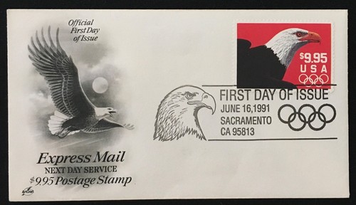 USA June 16, 1991 Sacramento CA $9.95 USPS Express Mail ArtCraft Cachet ...