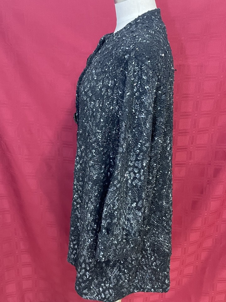 JM Collection Woman Black Sequined Jacket 1X | eBay