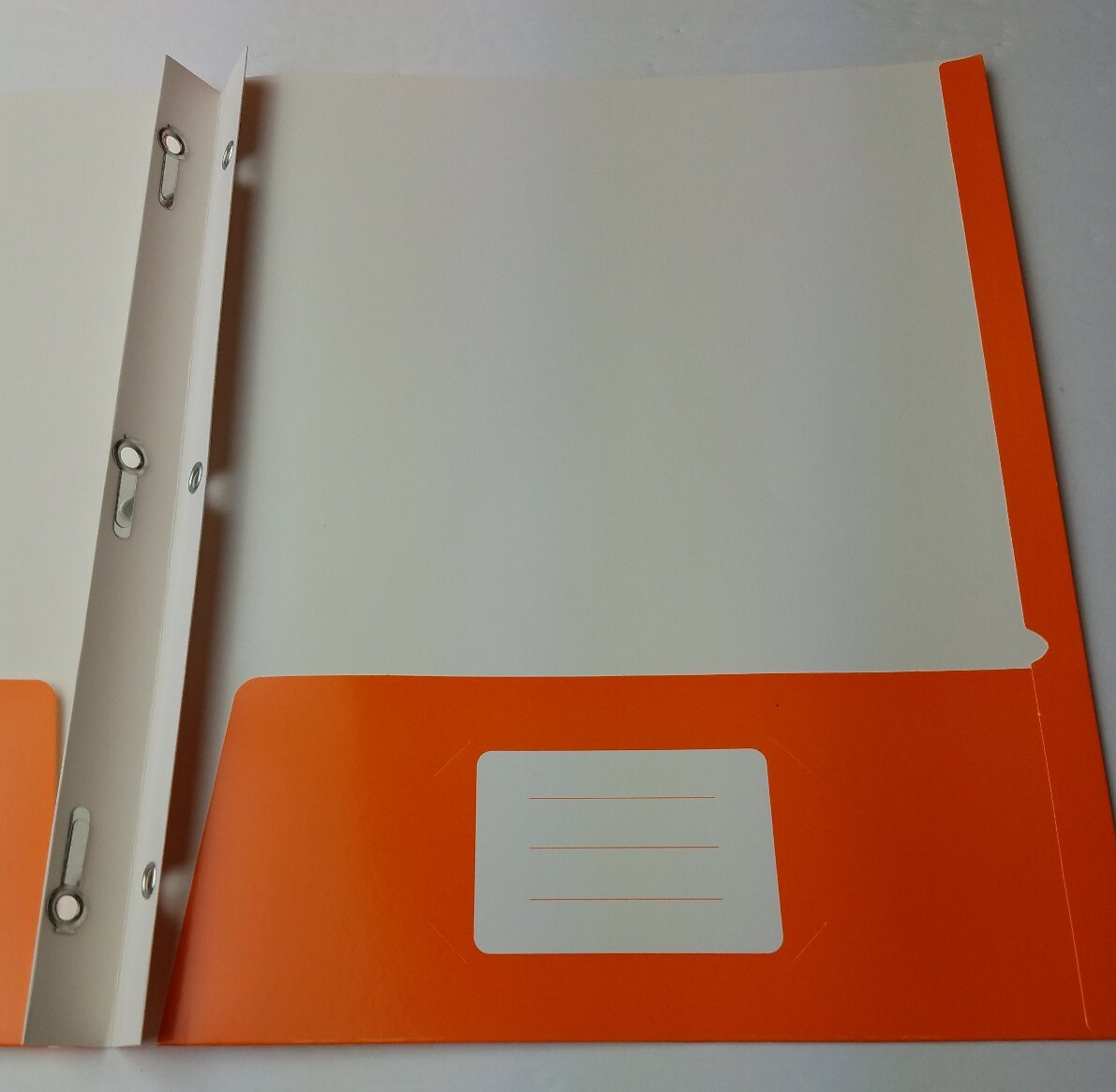 2 Pocket Orange Paper Folders with Prongs and 2 Business Card Holders ...