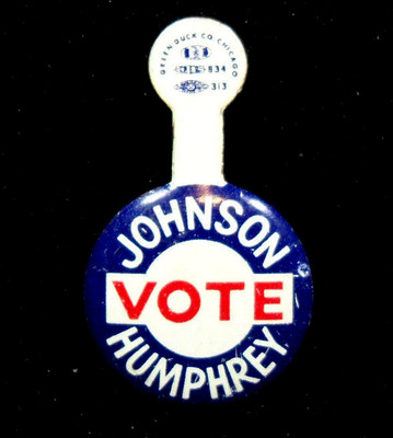 Political Pinback Button (310) Green Duck "VOTE JOHNSON HUMPHREY" Tab ...