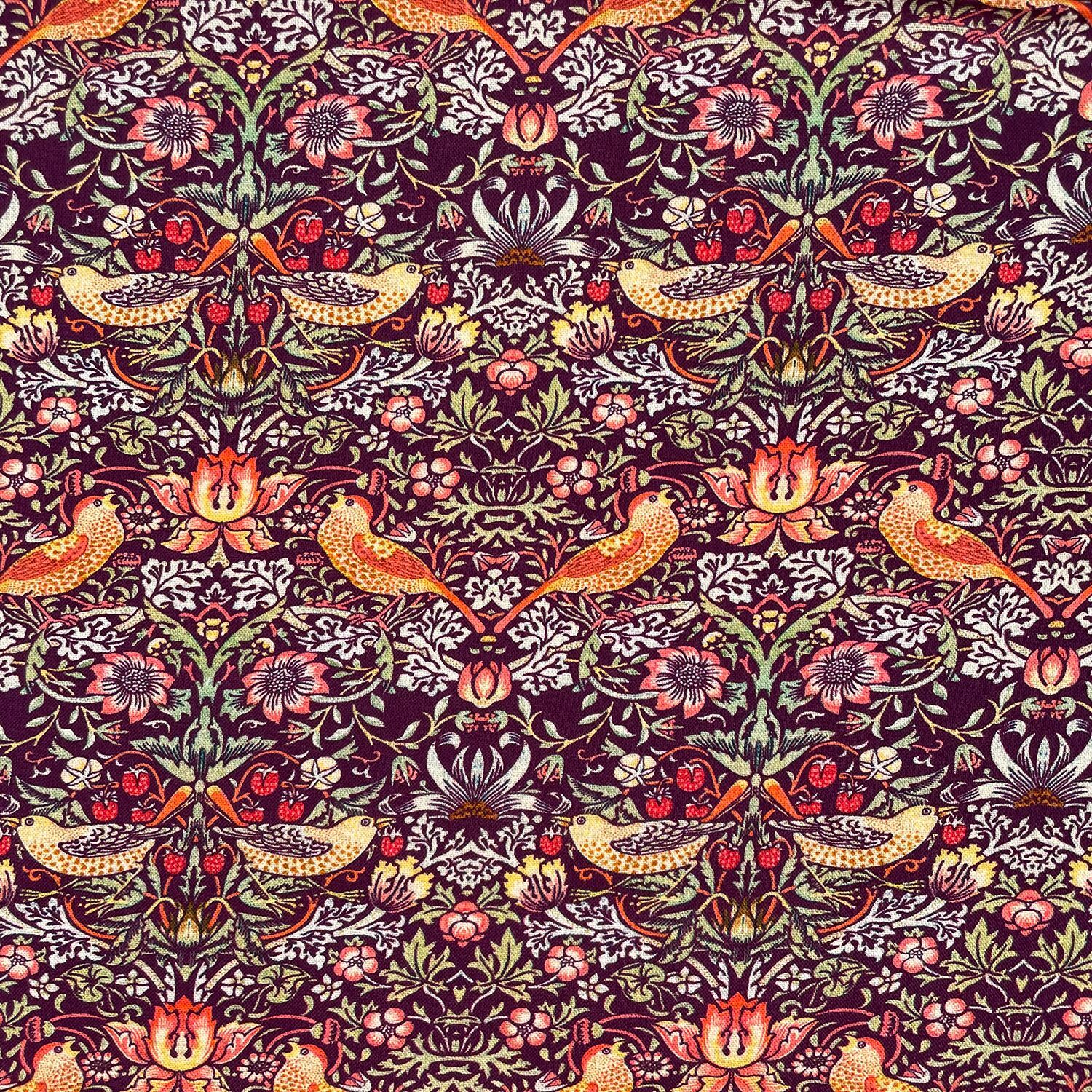 William Morris Cotton Fabric in 3 designs Strawberry Thief Larkspur ...