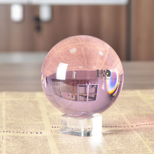 100mm Pink Crystal Ball Magic Glass Healing Meditate Sphere Collectible ...