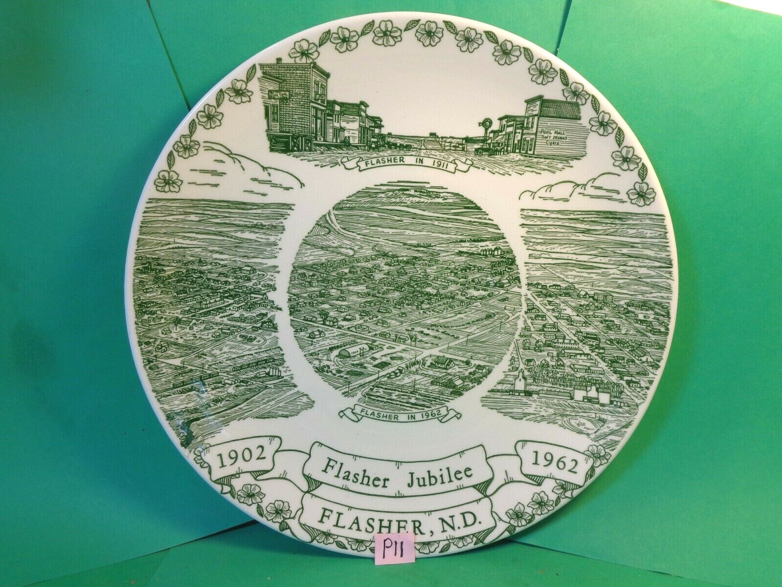 Flasher North Dakota 1902-1962 Jubilee 10 1/8" Plate, Kettlesprings ...