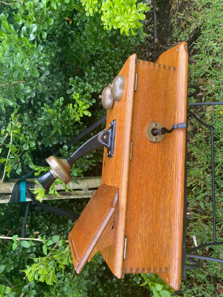 Antique Oak Hand Crank Wall Phone | eBay