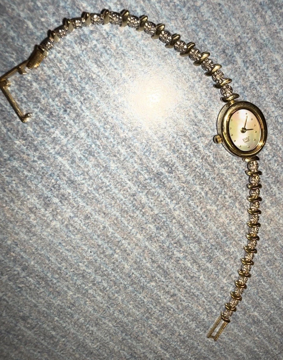 Joya 14 K Solid Gold Diamond Bracelet Quartz Ladies Swiss Watch Read | eBay