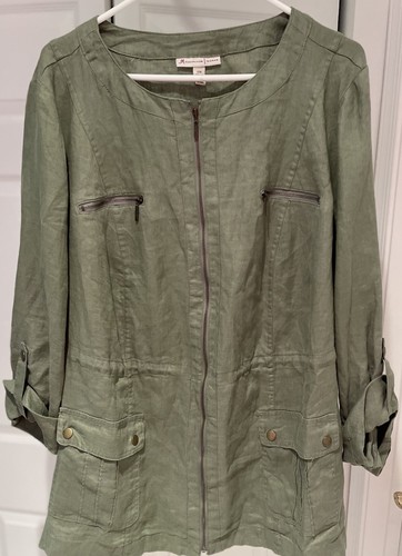 JM Collection Women Sz. 22W 100% Linen Drawstring Waist Pockets Full ...