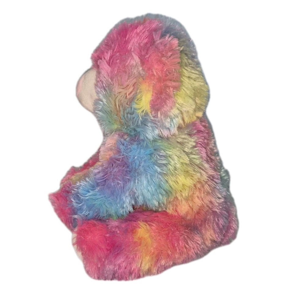 The Bear Factory Rainbow Bear Pink Blue Purple Yellow Green Fuzzy 9in ...
