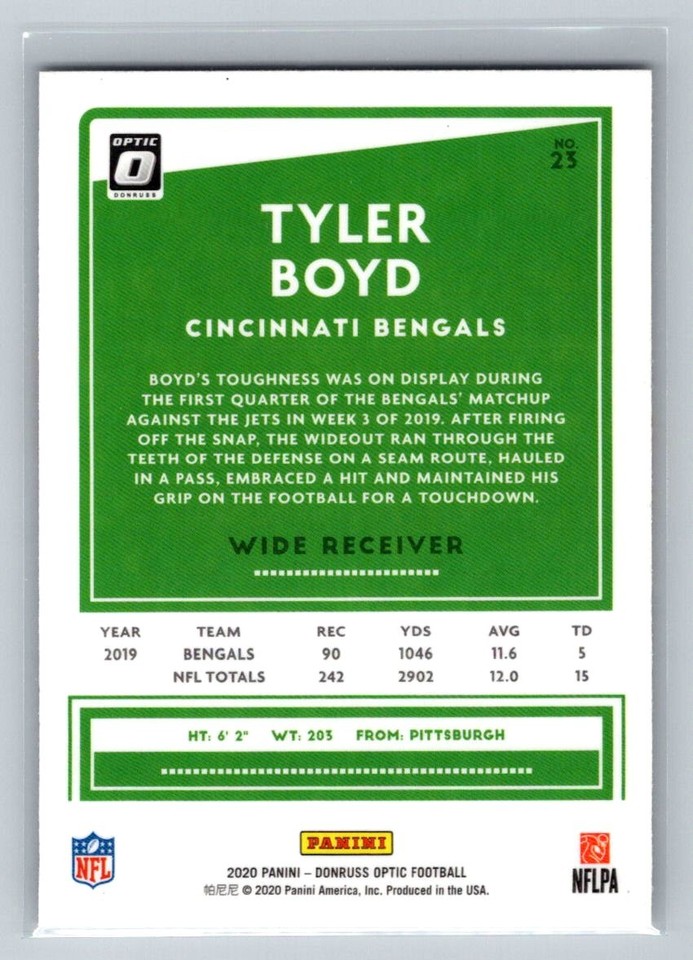 2020 Donruss Optic #23 Tyler Boyd Cincinnati Bengals Football Card | eBay