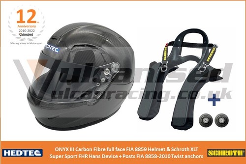 Hedtec Carbon Onyx III Face Motorsport Helmet FIA 8859 & Schroth XLT ...