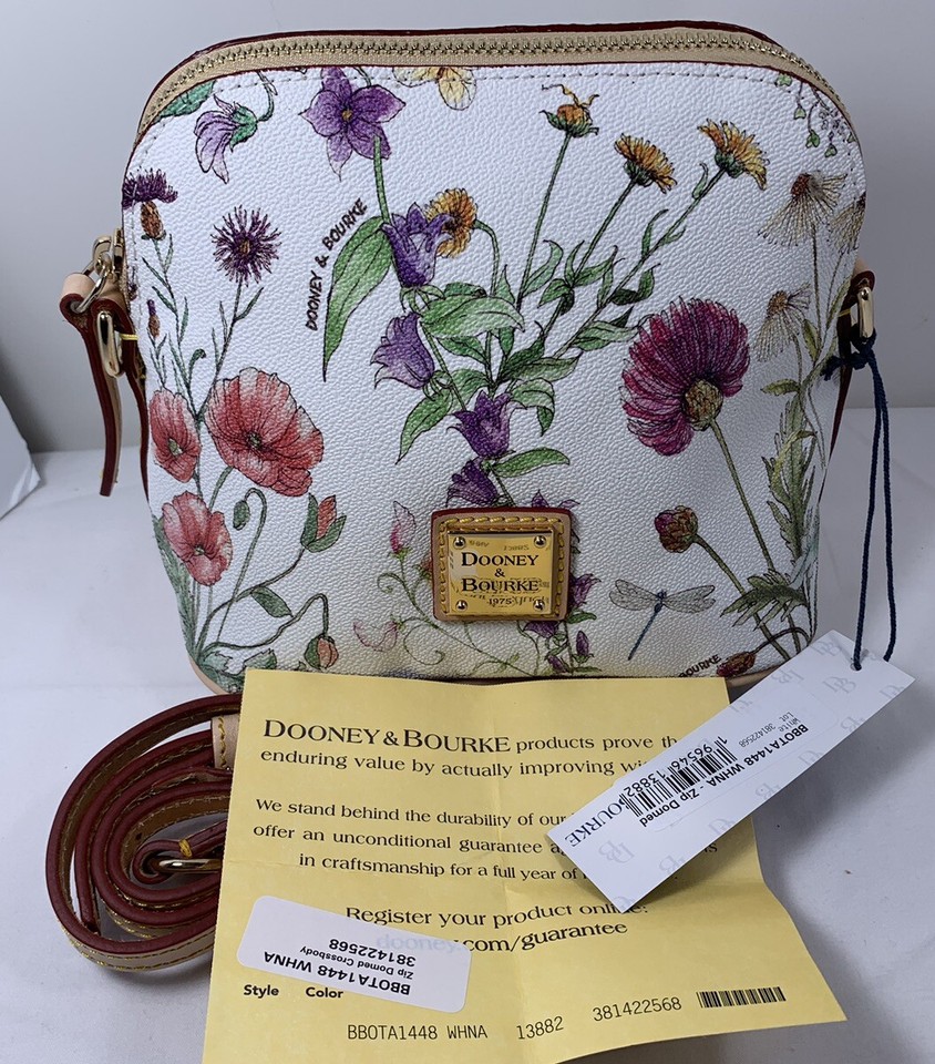 Dooney & Bourke Botanical Collection Zip Domed Crossbody Bag White ...
