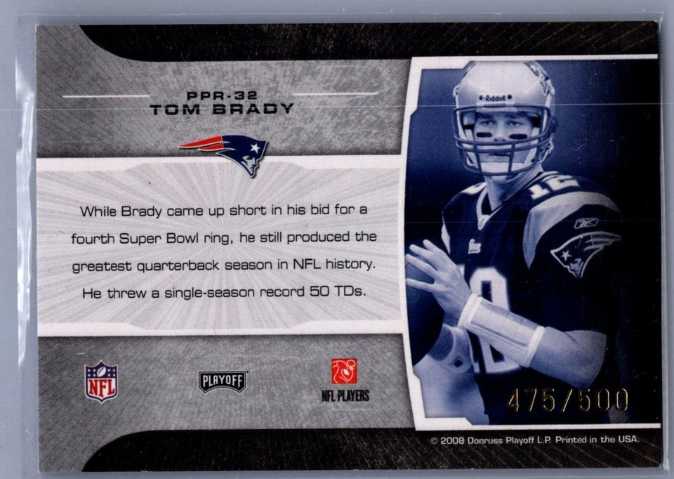 2008 Playoff Prestige Pros /500 Tom Brady #PPR-32-Patriots | eBay