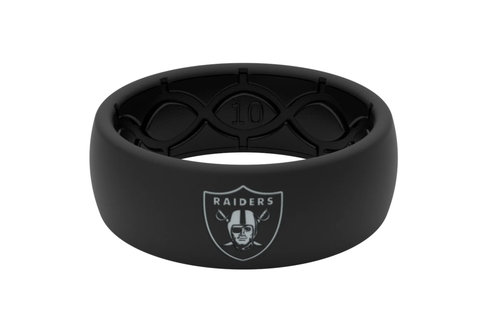 Groove Life NFL Las Vegas Raiders Black w/ Silver Silicone Ring Size 11 ...