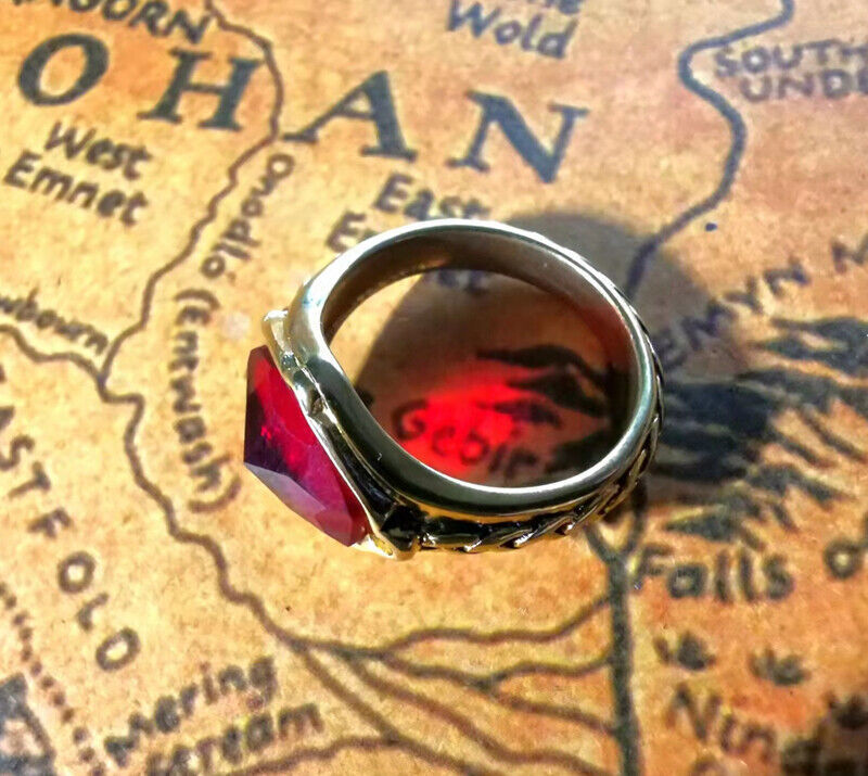 The Lord of the Rings Gandalf Replica Ring LOTR Narya Fire Red Finger ...