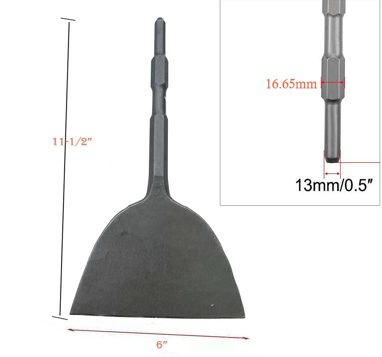 6" Wide Tile & Removing Tile Stone Hex Shovel Chisel For 17mm ...