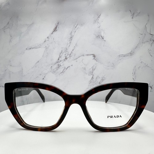 New Prada Eyeglasses Women Brown Acetate Cat Eye Tortoise Logo Glasses ...
