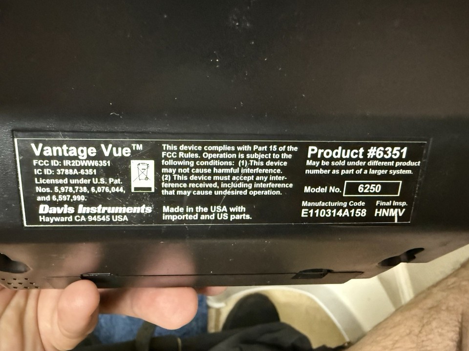 Davis Vantage Vue Wireless Console/Receiver 6351 Tested Working Antenna ...