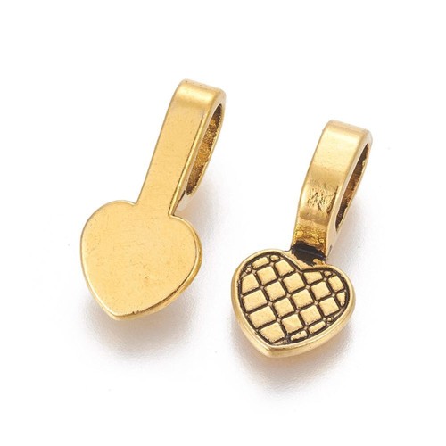 5-50 Antique Gold Alloy Glue-on Bail Bails Heart Shape 22x10.5x7.5mm ...