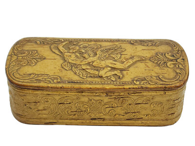 ANTIQUE CARVED SCANDINAVIAN PRESSED BIRCH BARK WOODPUTTI CUPID SNUFF ...