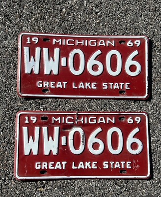 69’ Great Lake State Michigan Vintage License Plates Vehicle Tags | eBay