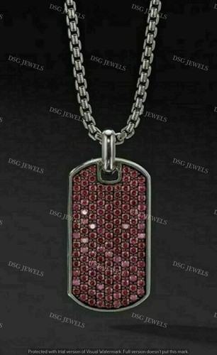 1.50 CT Lab Created Red Ruby Dog Tag Charm Pendant Real 925 Sterling ...