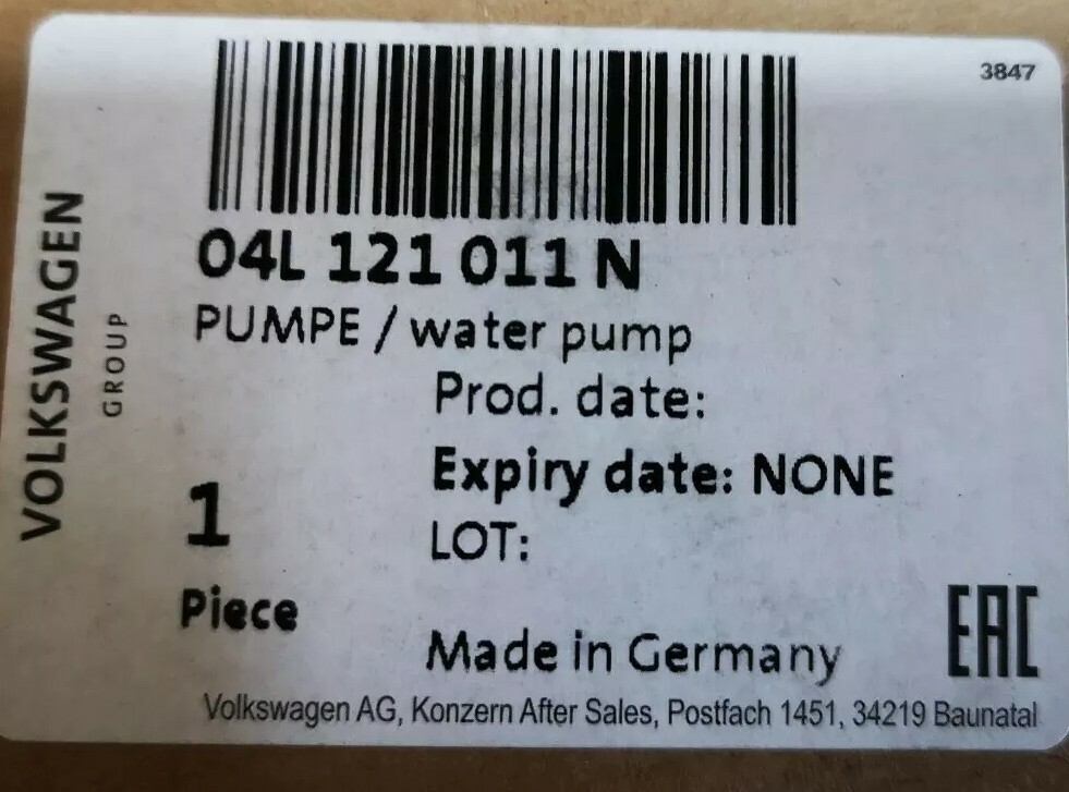 Genuine VW Audi Timing Belt Kit with water pump 04L198119K 04L121011N ...