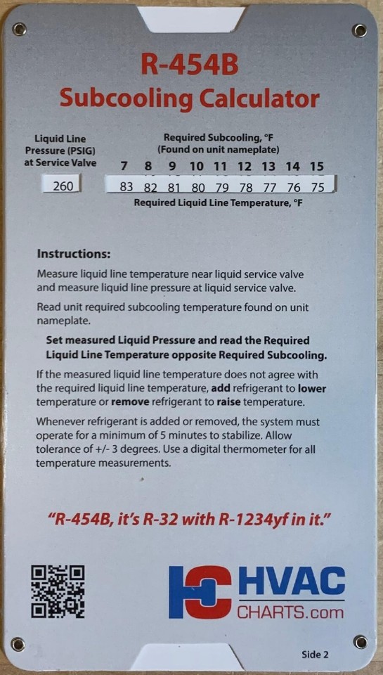 R-32 R-454b Superheat Charging Chart For A2L Air Conditioner Service ...