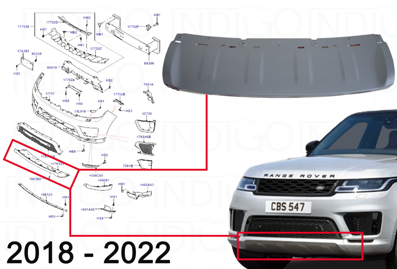 New Front OEM Skid Plate fits 2018-2022 Land Rover Range Rover Sport ...
