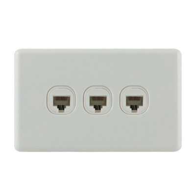3 Gang Wall Plate Wallplate Clipsal Style 1 RJ45 Cat 6 Data Network LAN ...