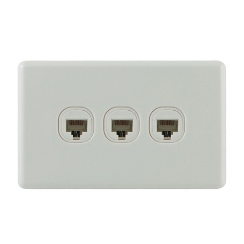 3 Gang Wall Plate Wallplate Clipsal Style 1 RJ45 Cat 6 Data Network LAN ...